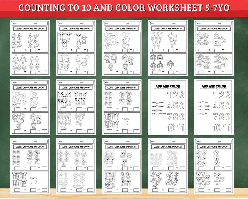 Counting to 10 Worksheets Counting and Color to Ten Learning, Learn to Count 1-10 Preschool ...