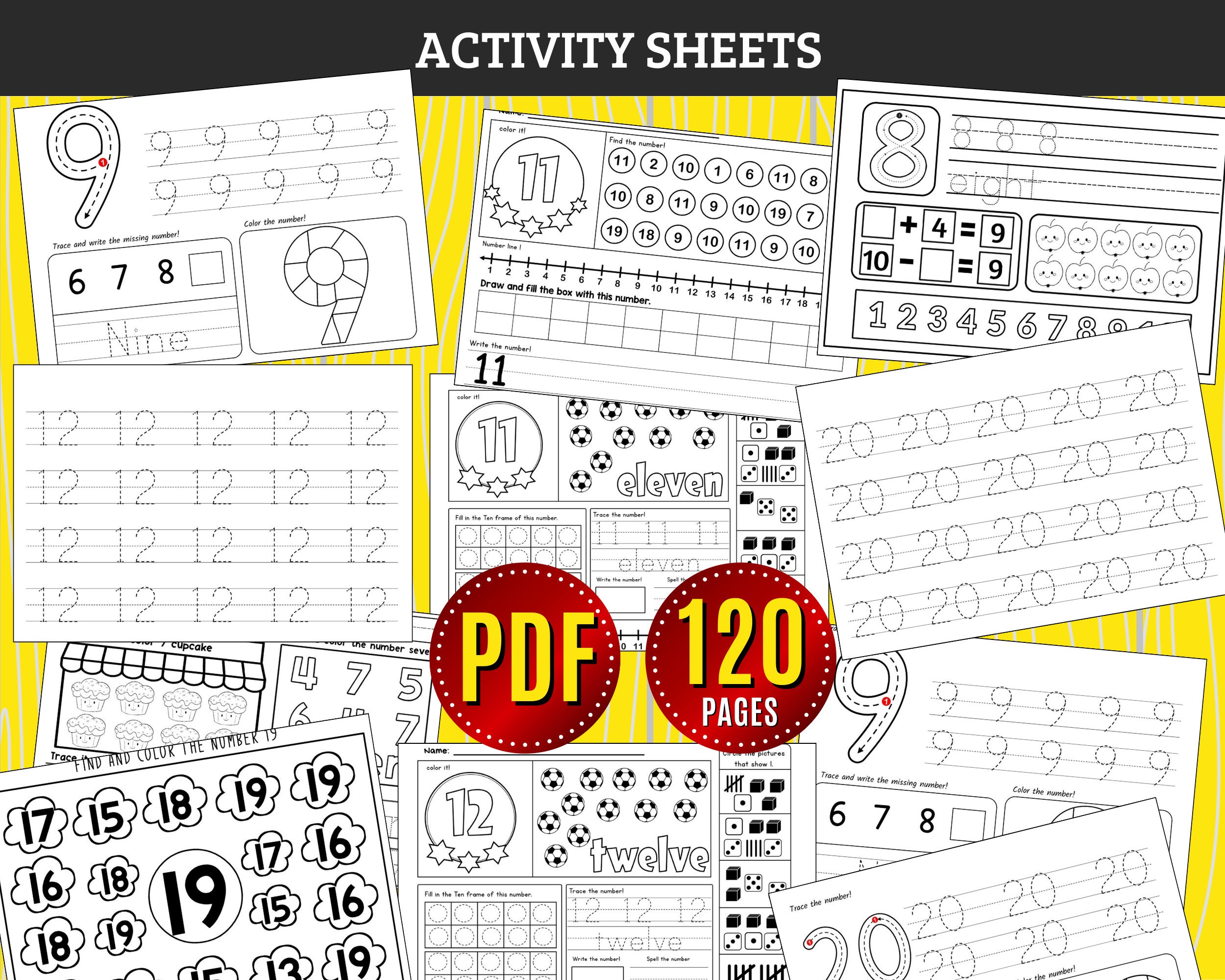 Number Activities for Kids Placemat Recognition Number Sense Math ...