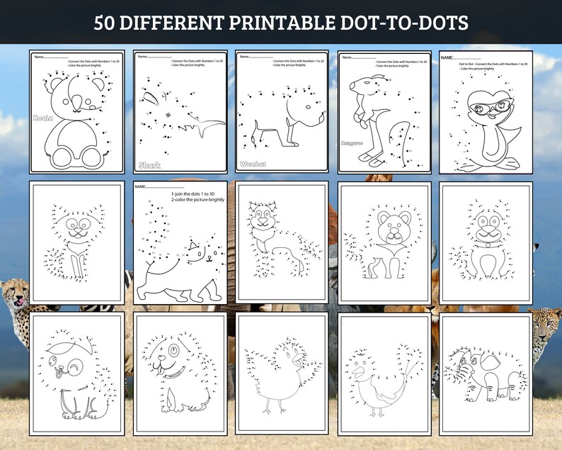 65 Animal Connect the Dot Activity for Kids Worksheet Printable Dot to ...