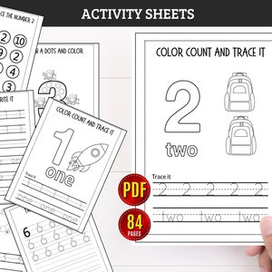 Number Worksheets Preschool Counting Printables Tracing Number 1-10 ...