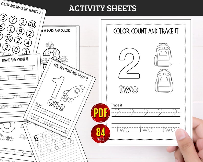 Number Worksheets Preschool Counting Printables Tracing Number 1-10 ...