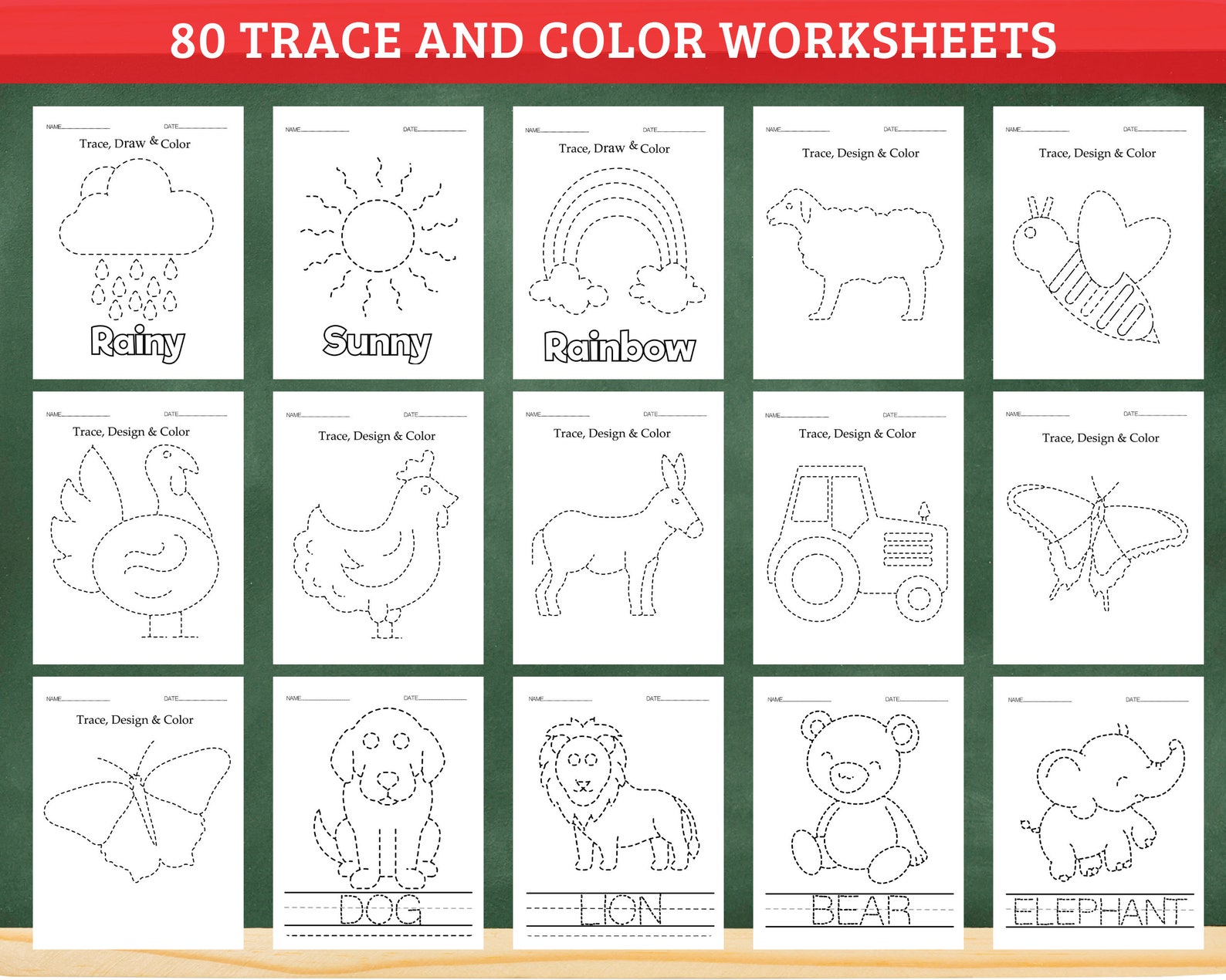 Trace and Color Worksheets Pen Control Tracing Animal Book Fine Motor ...