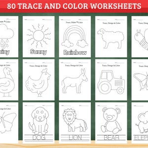 Trace and Color Worksheets Pen Control Tracing Animal Book Fine Motor ...