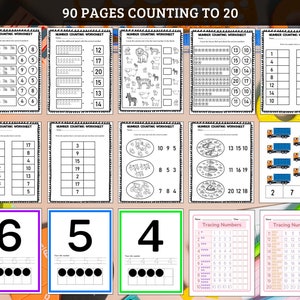 Math Worksheets Kindergarten Counting to 20 Learning Count 1-20 Math ...