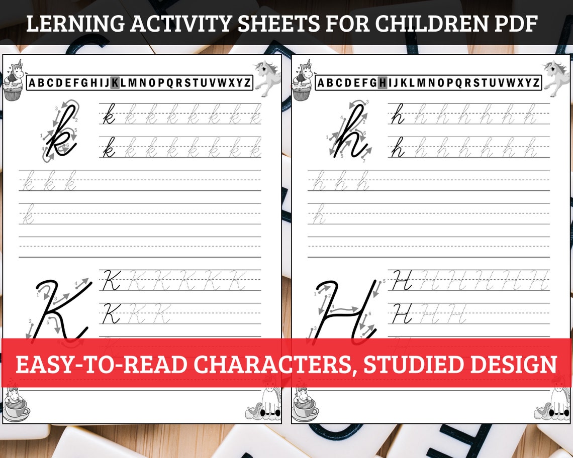 Cursive Handwriting Worksheets Practice Workbook for Kids Letter ...