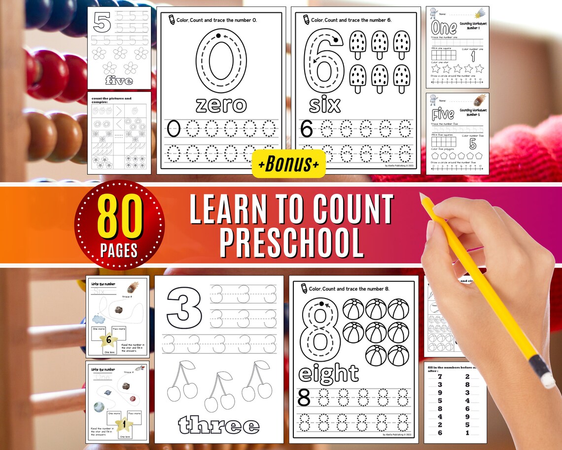 Preschool Number Worksheets Learn to Count Math Kindergarten Printables ...