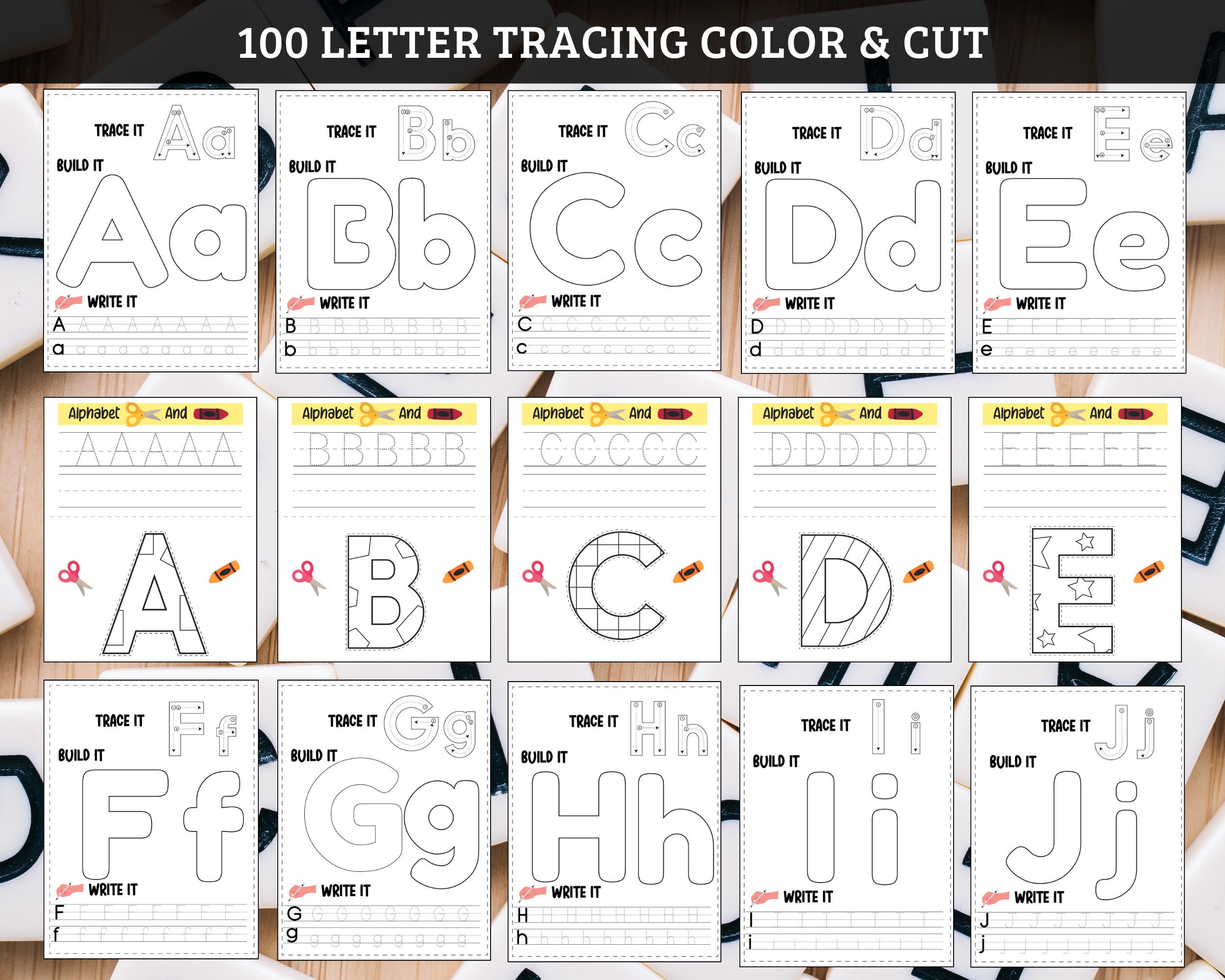 Letter Tracing Worksheets Coloring Abc Writing Craft Alphabet Learning ...