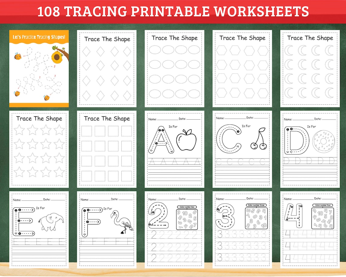 Tracing Worksheets Printable Pen Control Line Trace Shape Learning ...