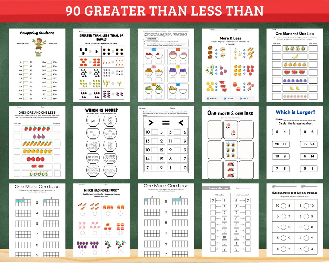 Alligator Math Worksheets: Greater Than, Less Than, Equal to (PDF) - Etsy