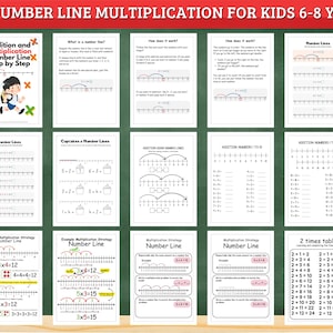 Number Line Multiplication Facts Worksheets Practice, Repeated Addition, Times Tables Practice ...