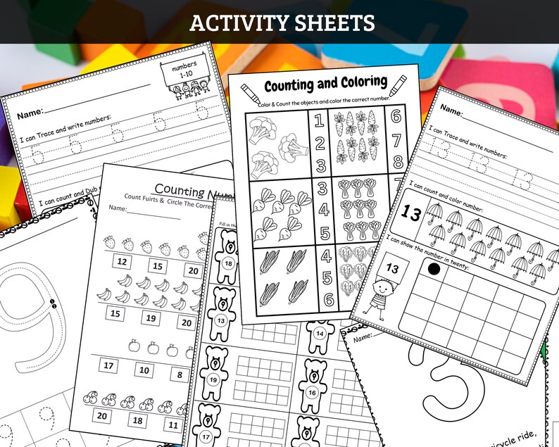Kindergarten Math Worksheets: Number Tracing & Counting 1-20 (digital ...