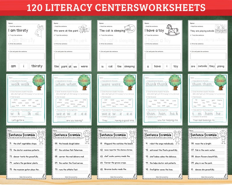 Literacy Activities for Kindergarten Worksheets Activities Sentence ...