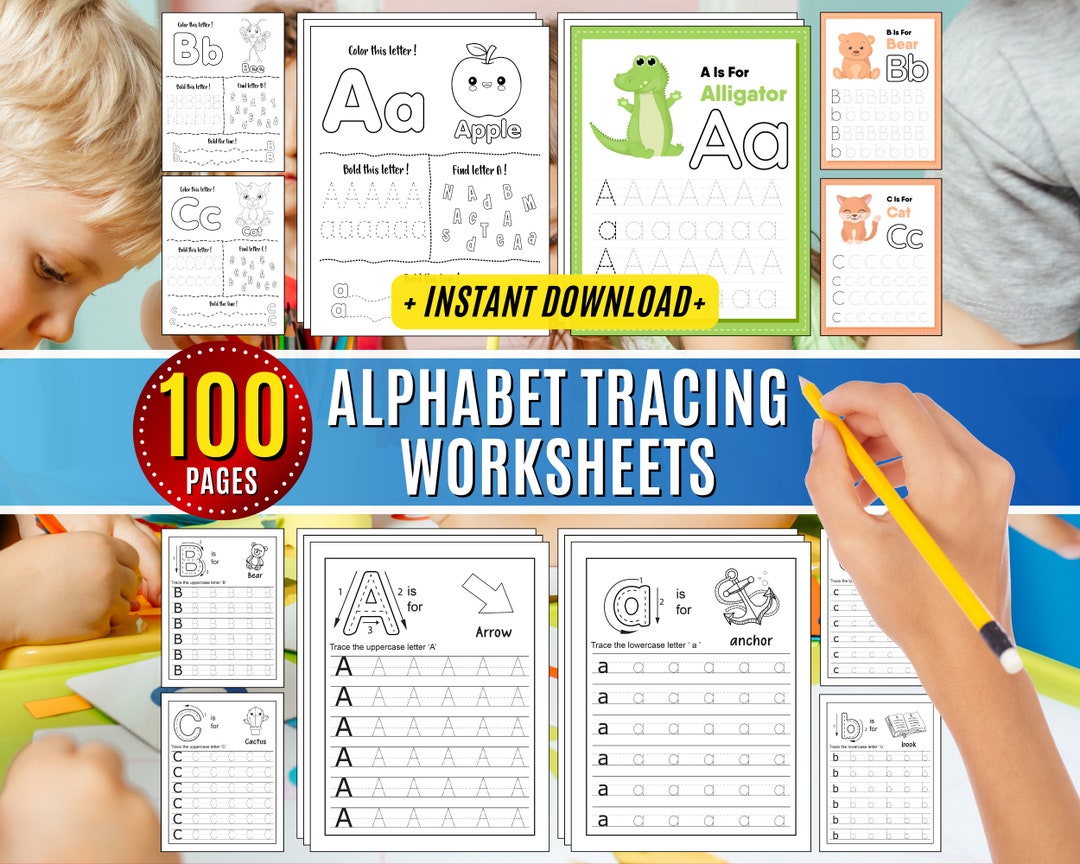 Kindergarten Alphabet Tracing Worksheets Letters Pdf, Abc Writing ...