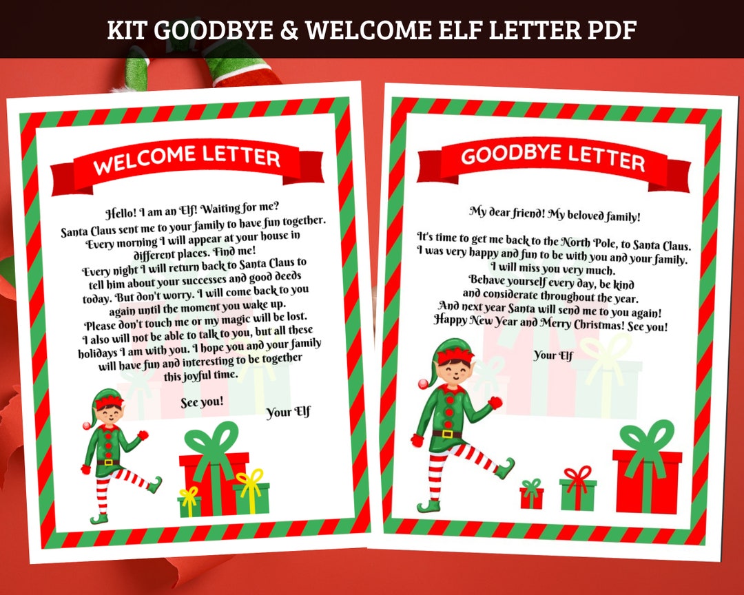 Kit Elf Letter Arrival Printable, Goodbye Elf Welcome Letter Santa ...