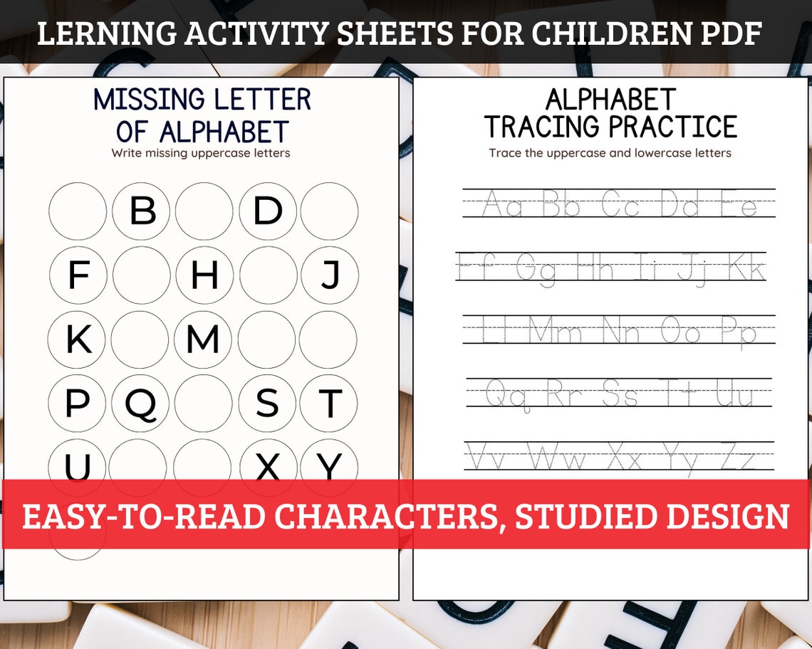 Missing Letter Alphabet Worksheets for Kids, Fill the Missing Letter ...