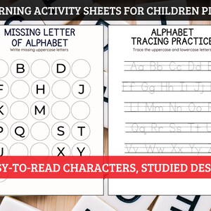 Missing Letter Alphabet Worksheets for Kids, Fill the Missing Letter ...
