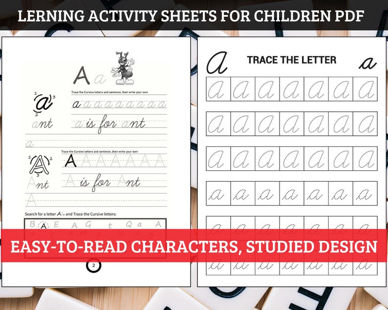 Cursive Handwriting Book for Kids Practice Penmanship Alphabet Tracing ...