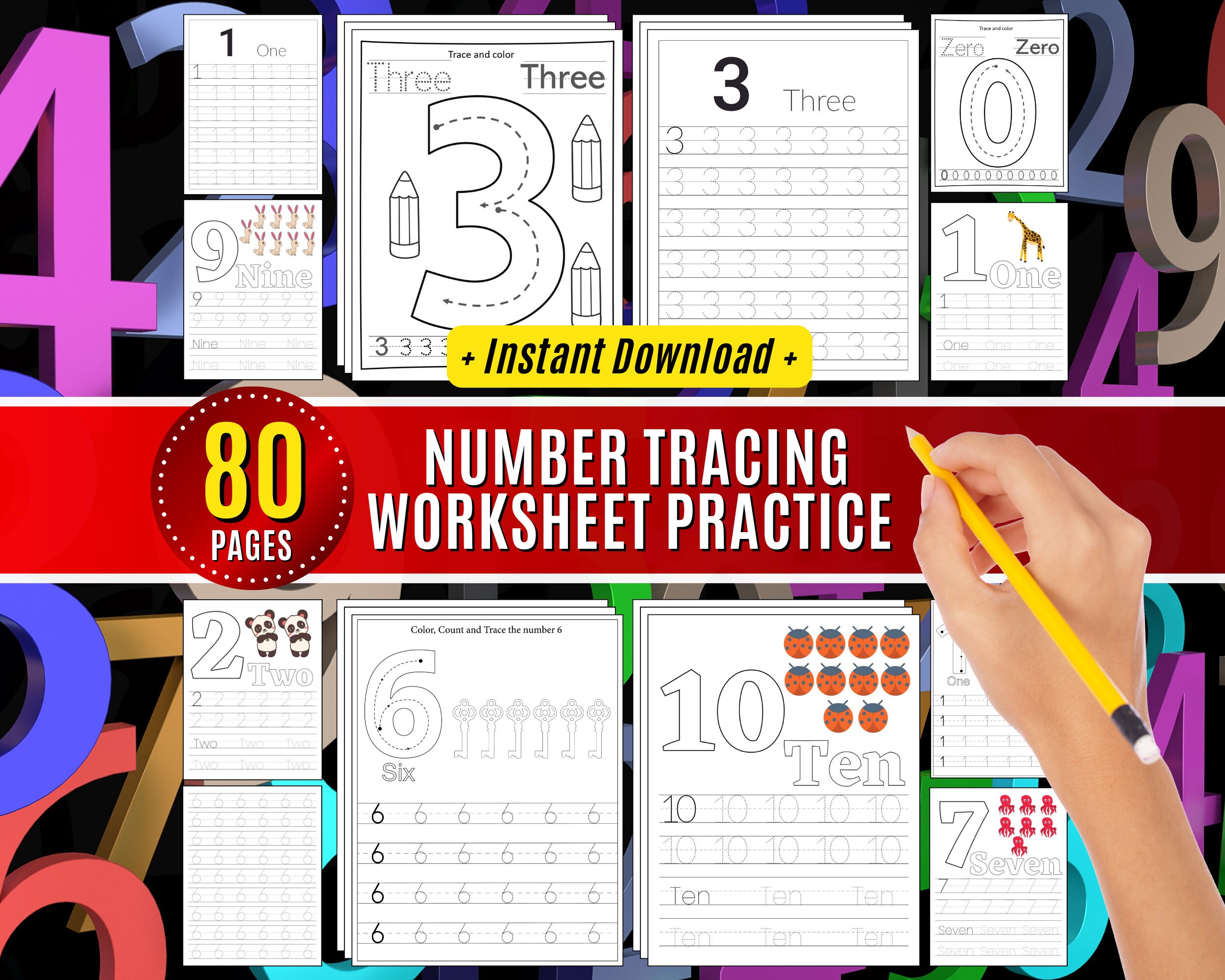 Number & Letter Tracing Worksheets: Preschool Learning Activity ...