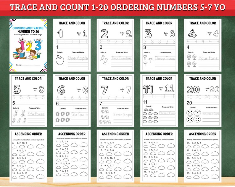 Counting to 20 Ordering Numbers Learn to Count 1-20 Worksheet Math ...