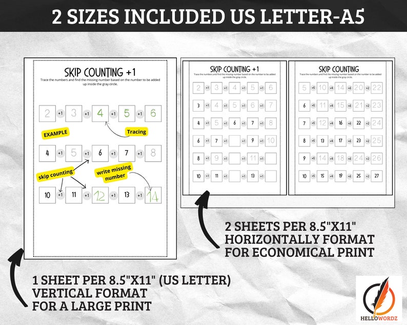 Skip Counting Worksheet Math Printable Activity for Kindergarten ...