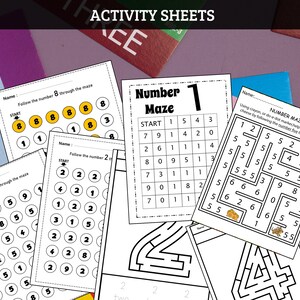 Mazes Number Games Recognition Worksheet Preschool Math Labyrinth ...