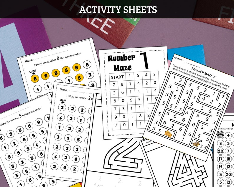 Number Mazes Preschool Math Labyrinth Game Learning Numbers Printable ...