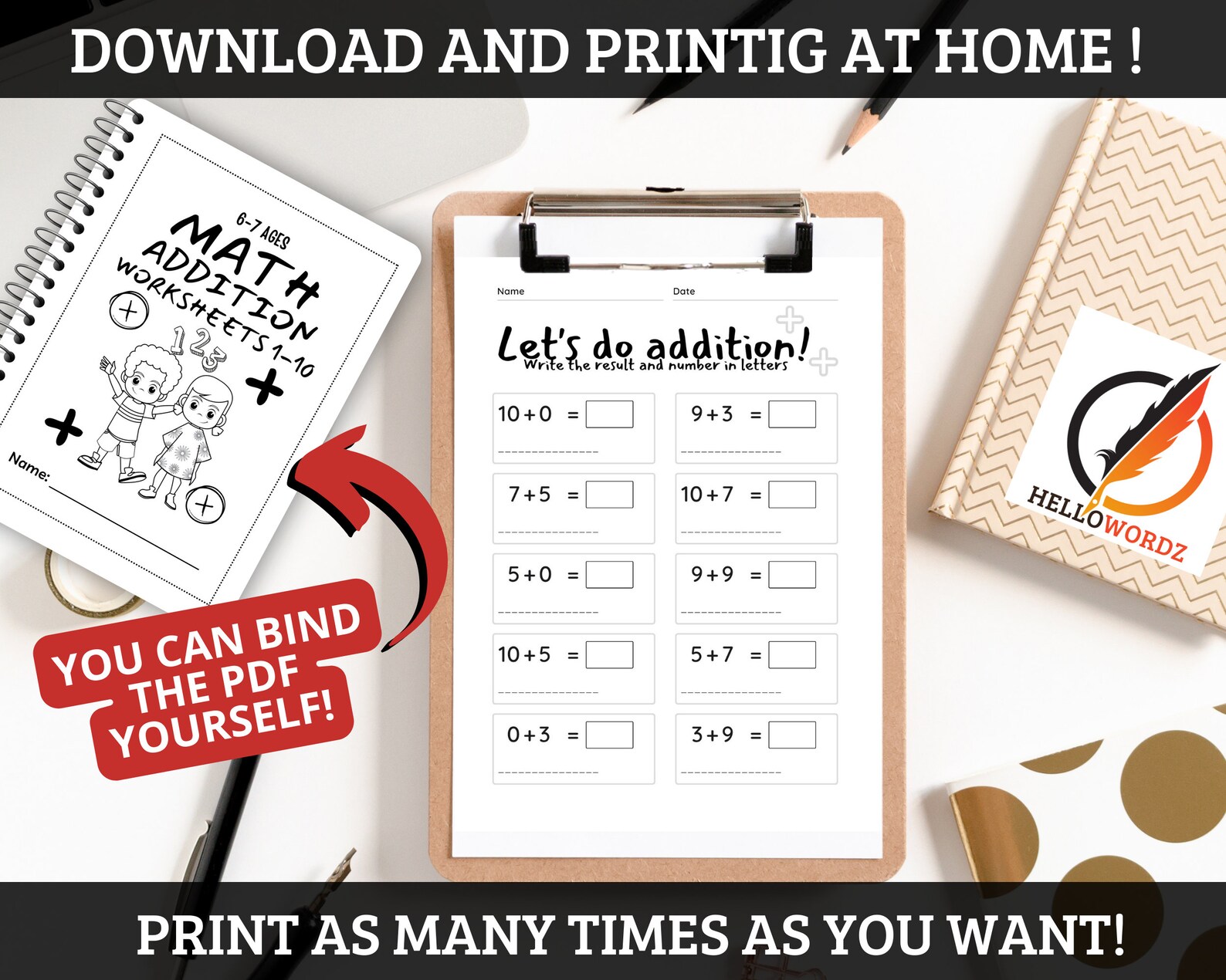 Kindergarten Addition Worksheets Printable, Numbers 1-10, Preschool-1st ...