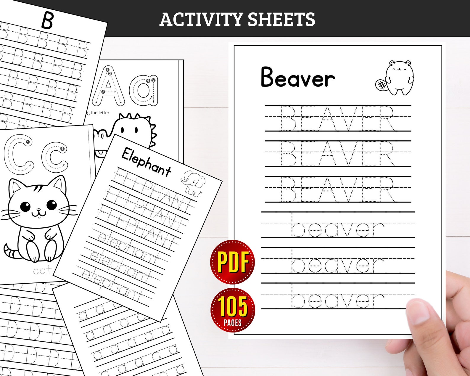 Animal Alphabet Letters Tracing Worksheet Animal Themed Words ...