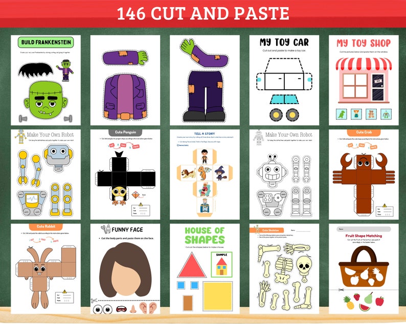 Cut and Paste Activities Practice Sheets Cut and Glue Activity Scissors ...