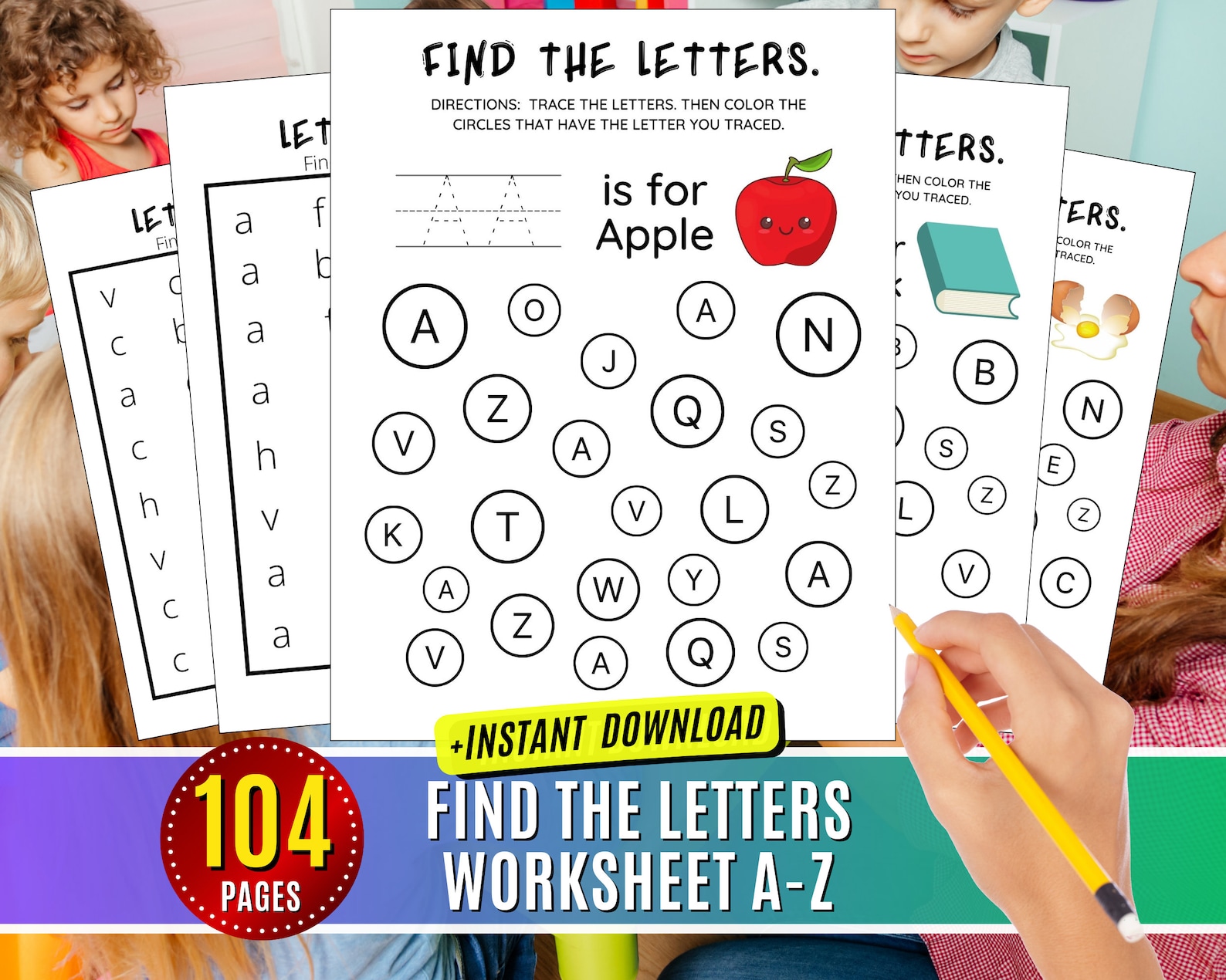 Find the Letters Hunt Worksheets, Find and Dab Alphabet ABC Printable A ...