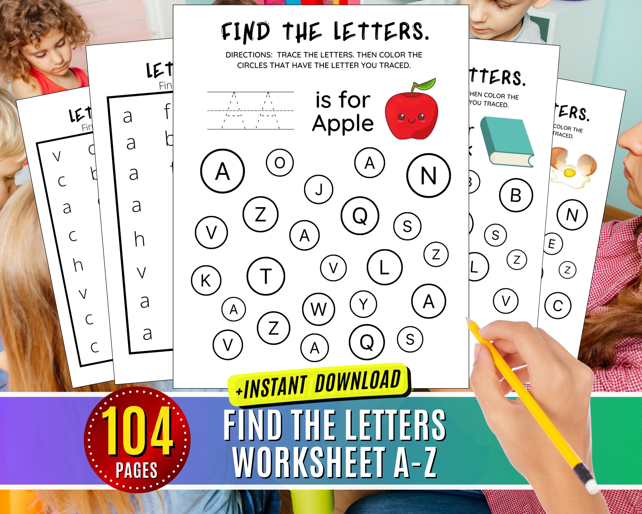 Find the Letters Hunt Worksheets, Find and Dab Alphabet ABC Printable A ...