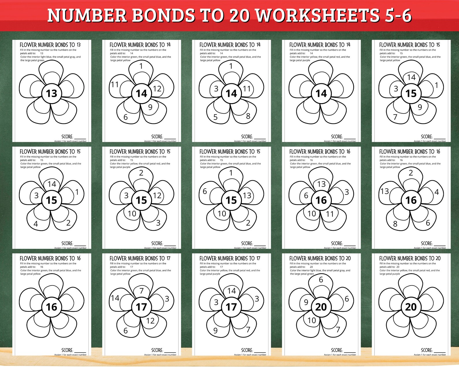 Number Bonds Worksheet Printables Addition to 20 Number Bonds 1 to 20 Grade 1 Learning Math ...