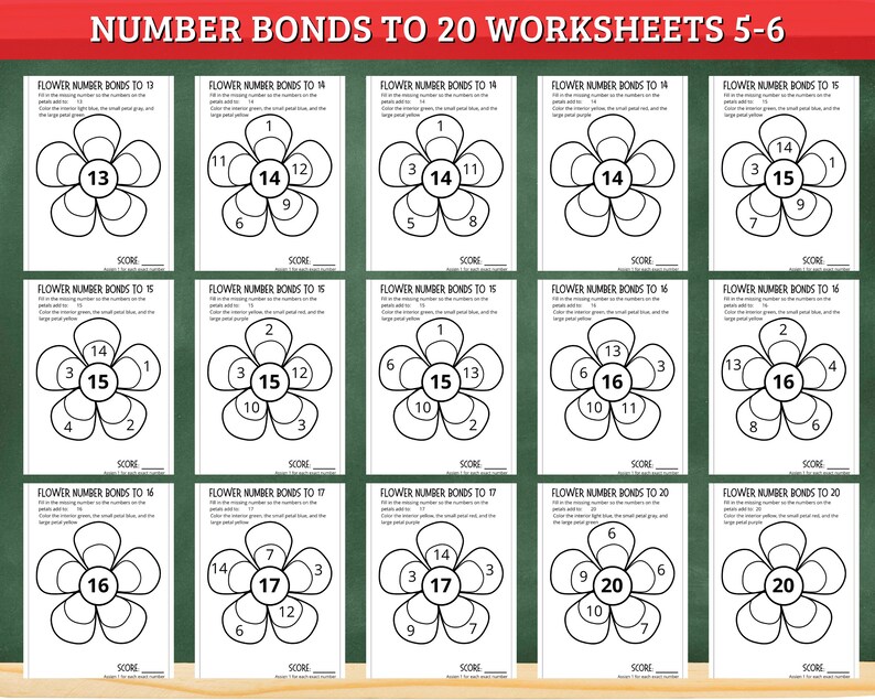 Number Bonds Worksheet Printables Addition to 20 Number Bonds 1 to 20 ...