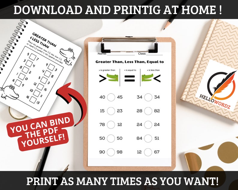 Greater Than Less Than Alligator Equal to Worksheets Comparing Numbers ...