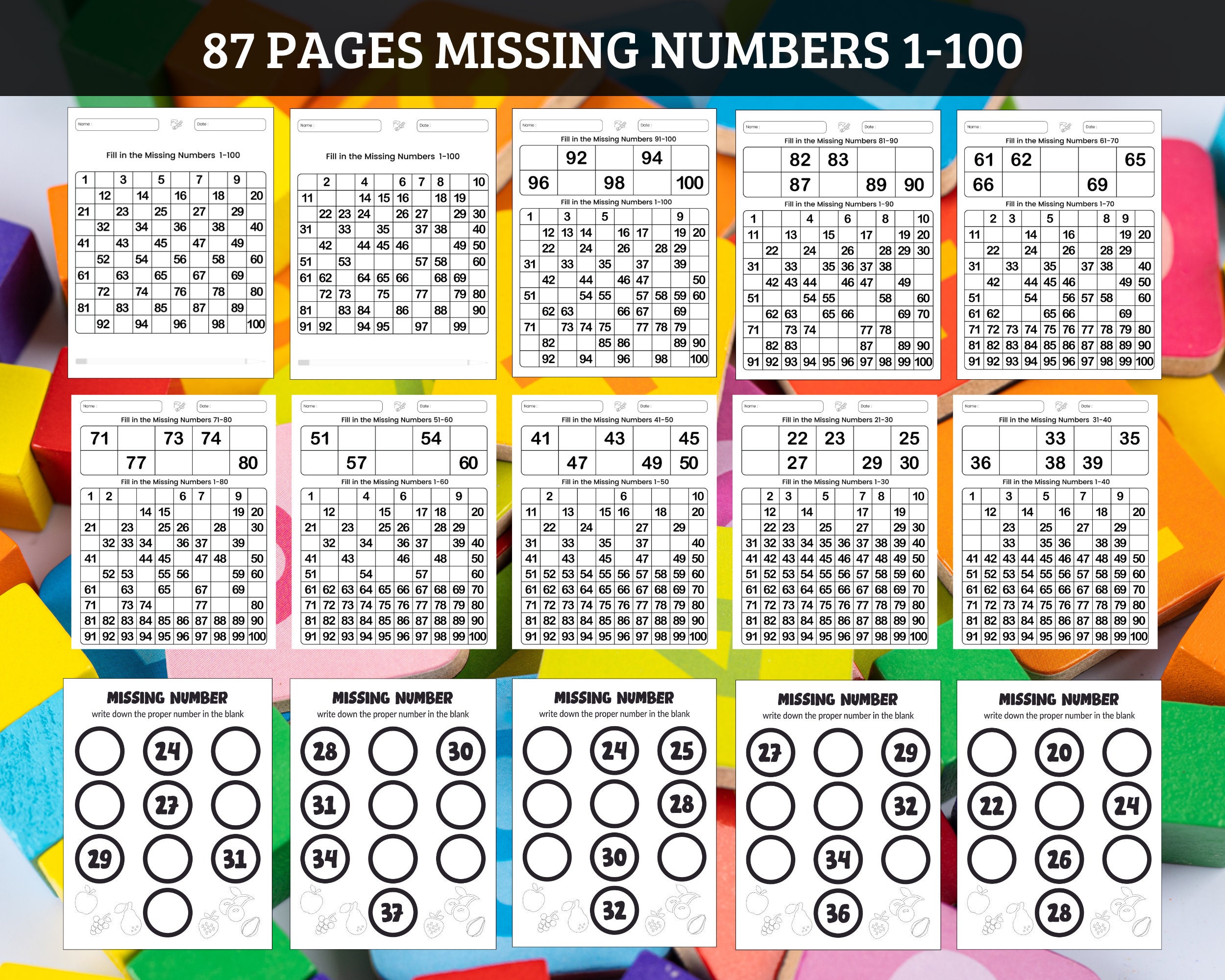 Missing Numbers Worksheets Counting Practice Number, Early Childhood ...