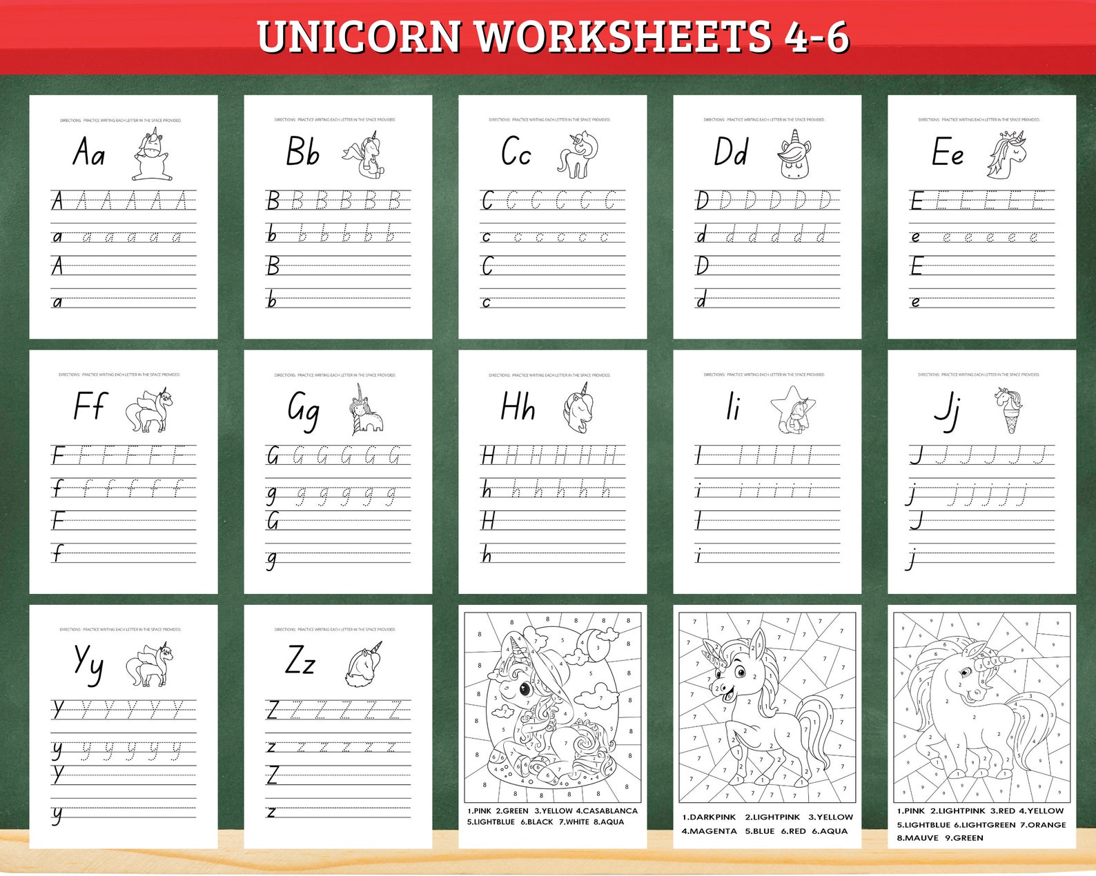 Unicorn Worksheets Letter Alphabet, Unicorn Number Activity Book ...