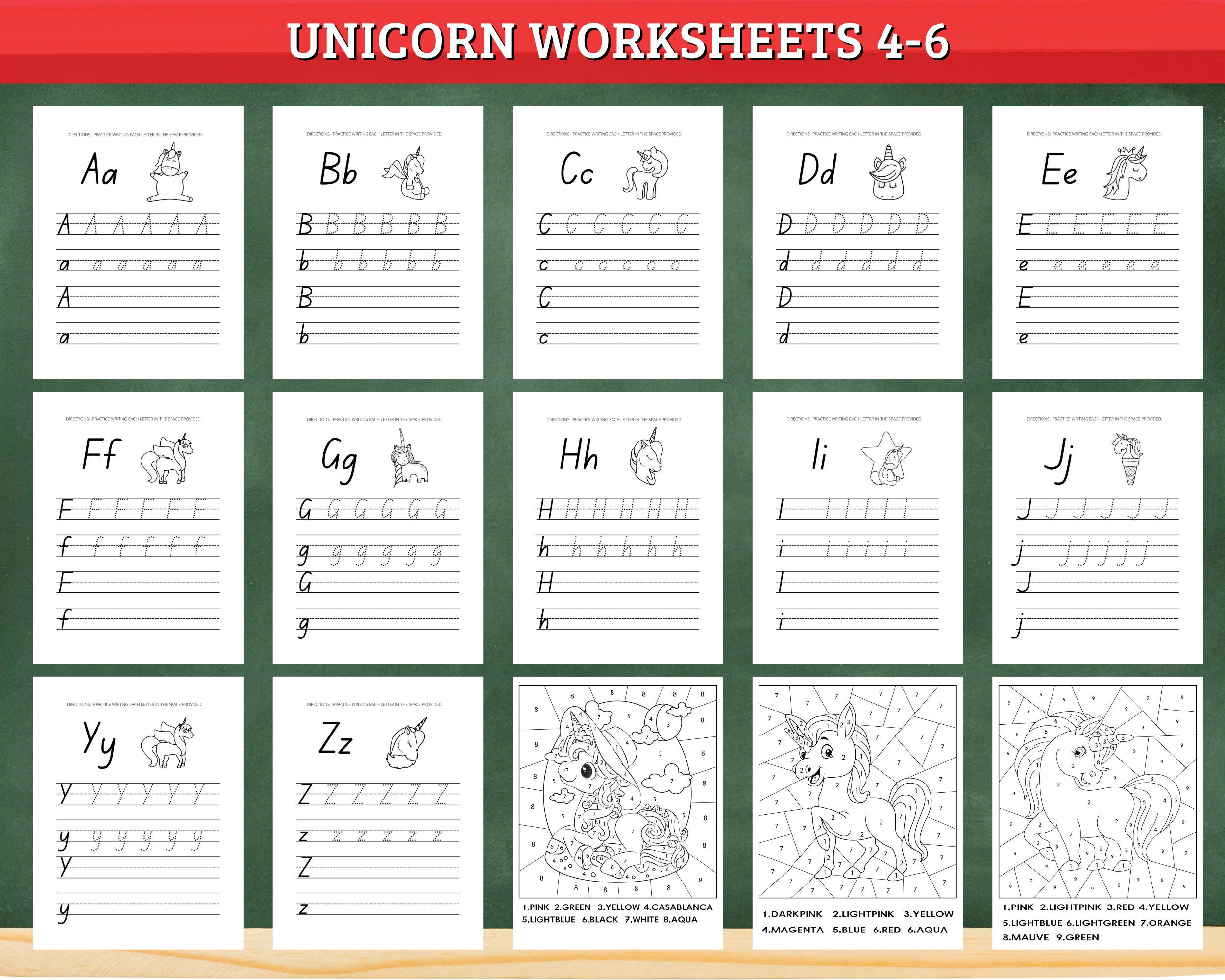 Unicorn Worksheets Letter Alphabet, Unicorn Number Activity Book ...
