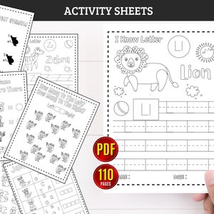 Animal Activity Alphabet Handwriting Workbook Themed Animal Coloring ...