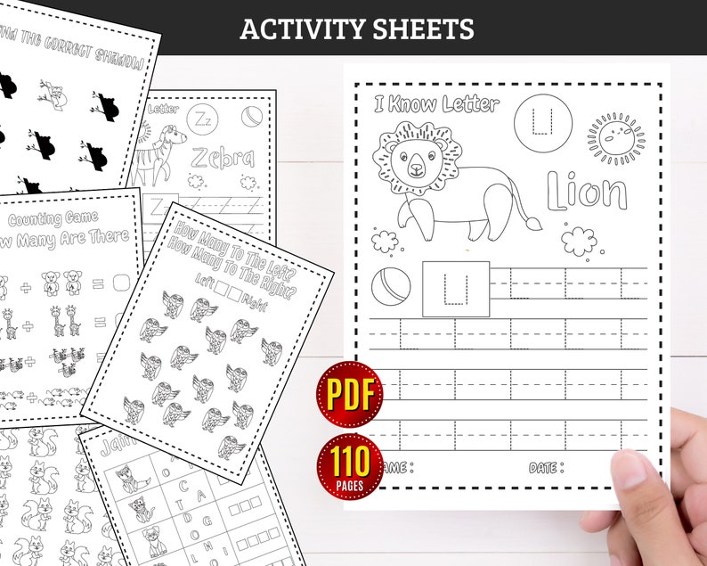 Animal Activity Alphabet Handwriting Workbook Themed Animal Coloring ...