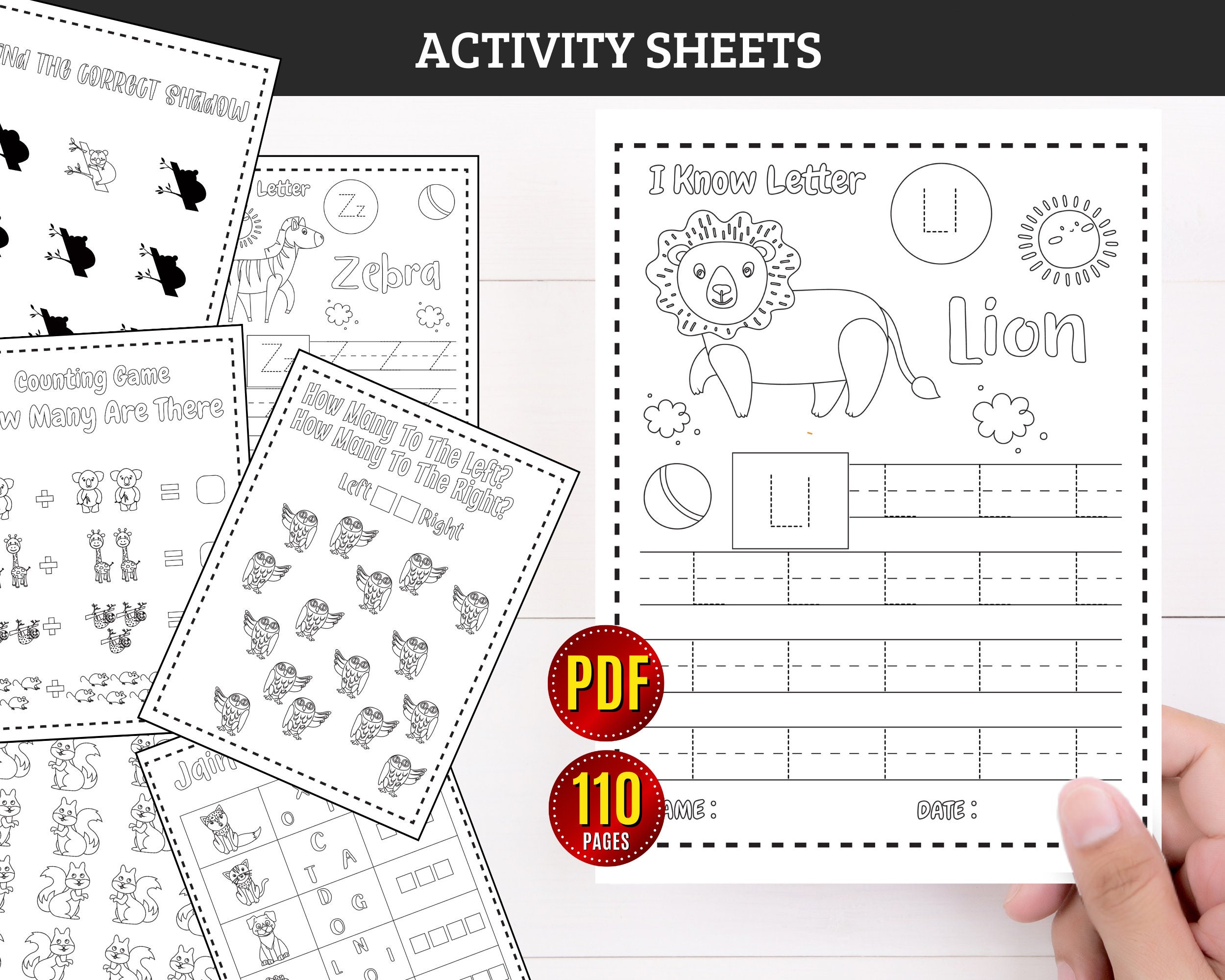 Animal Activity Alphabet Handwriting Workbook Themed Animal Coloring ...