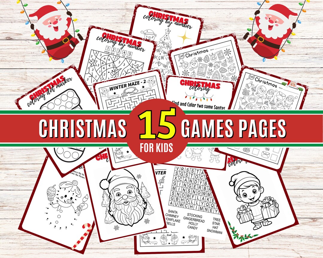 15 Christmas Activity Pages Printable Game Bundle for Kids, Activities ...