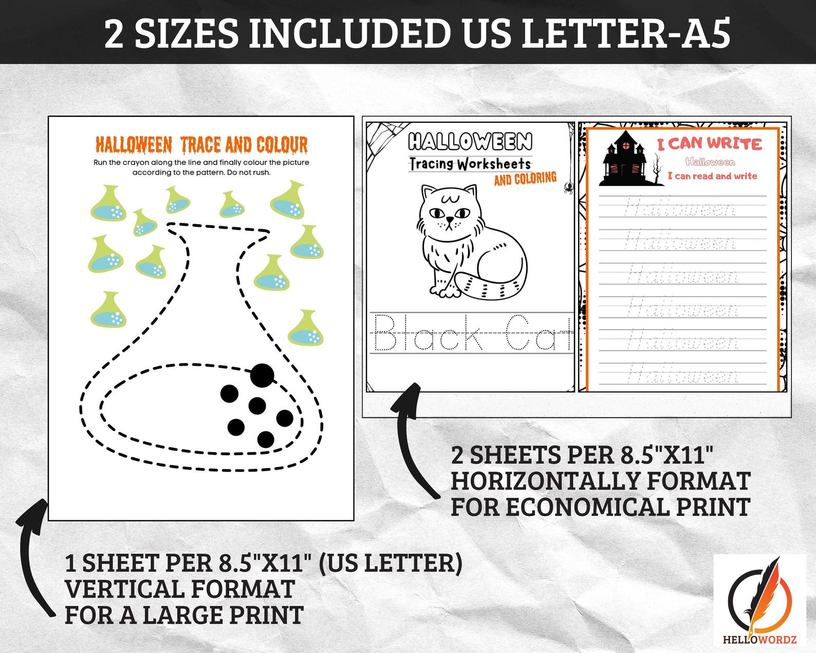 Halloween Tracing Worksheets for Kids, Letter Tracing Abc, Printable ...