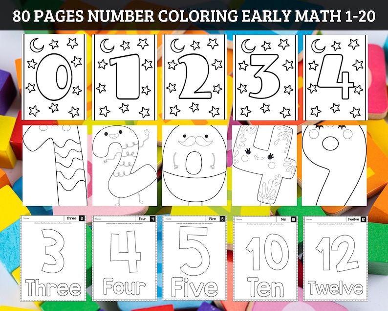 Counting to 20 Coloring Pages Numbers Recognition Learning Worksheets ...
