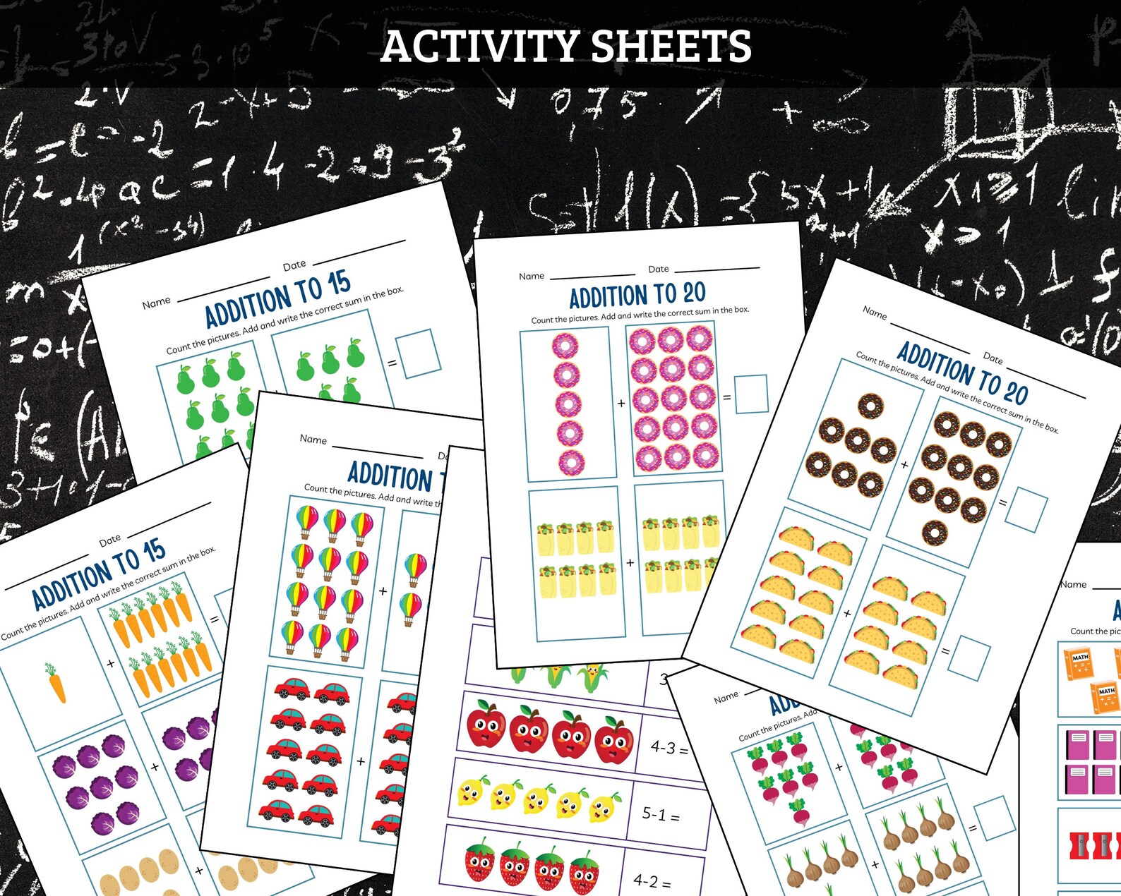 Basic Addition Math Worksheets 1st Grade Printable Subtraction Adding ...