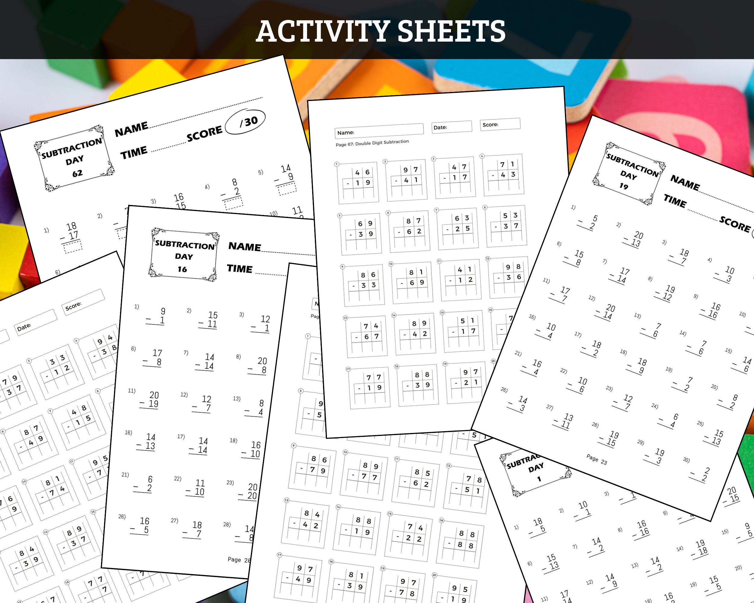 100 Double Digit Subtraction 2nd Grade Math Worksheets With Regrouping ...