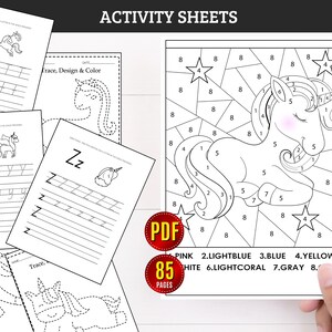 Unicorn Worksheets Letter Alphabet, Unicorn Number Activity Book ...