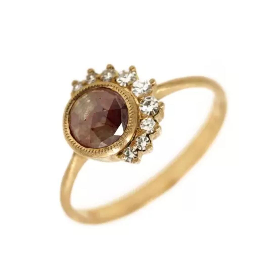 Fancy Rose Cut Diamond Ring, 18k Yellow Gold - Etsy