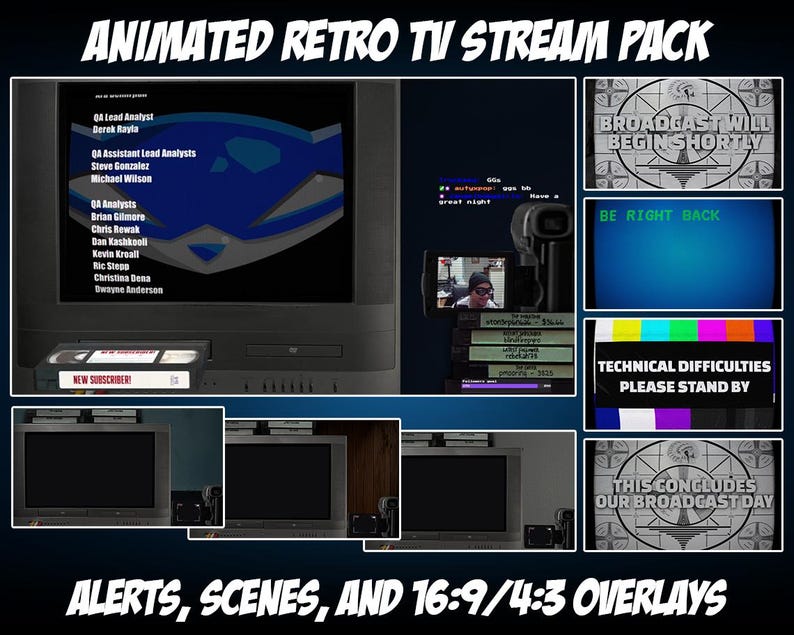 Retro CRT TV Streamer Pack: Animated Twitch Overlays, Alerts, Scenes - Etsy