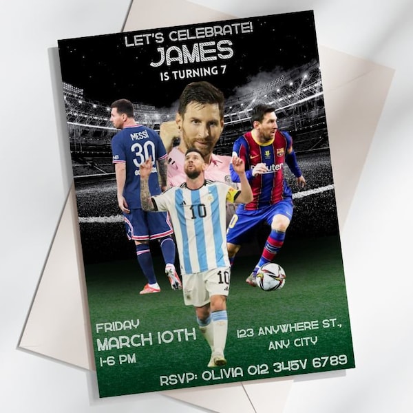 Birthday Invitation Template Messi - Etsy