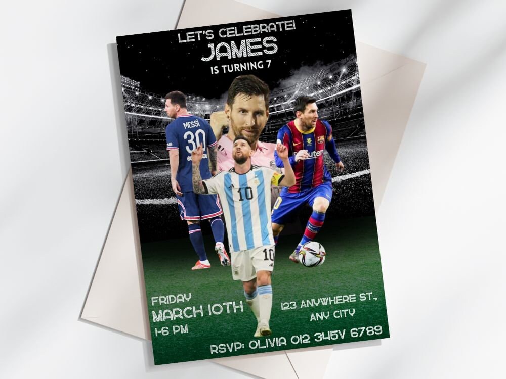 Editable Messi Birthday Invitation, Messi Invite, Argentina Soccer ...